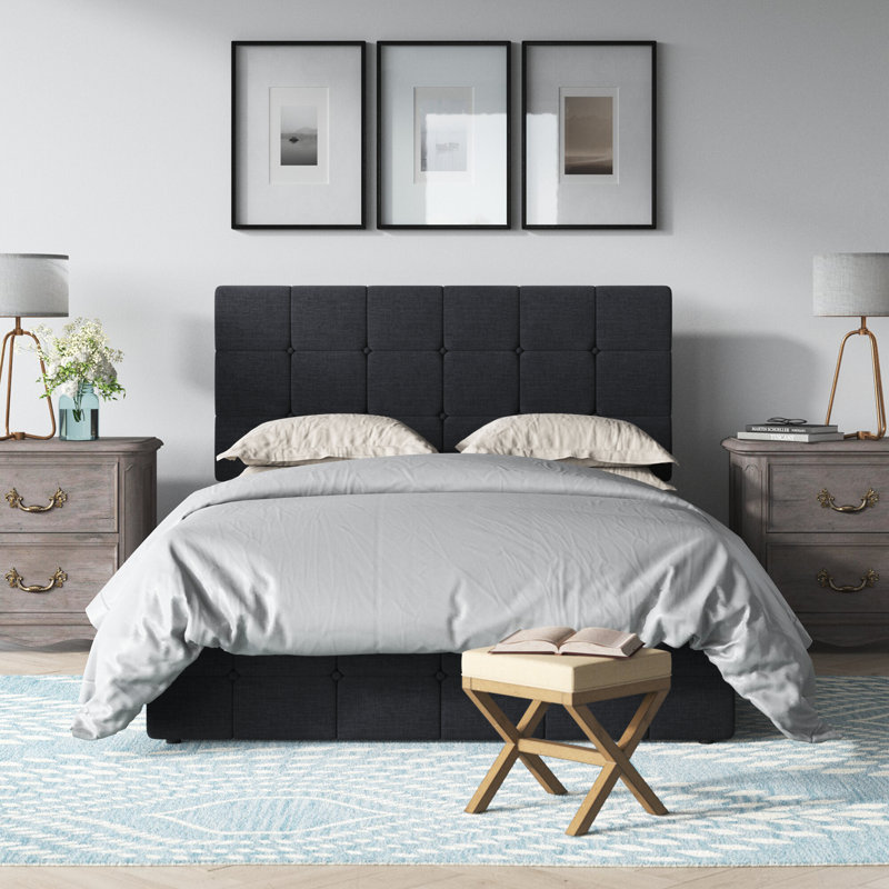 Dark gray upholstered bed store